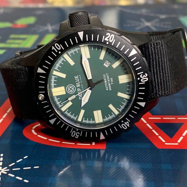 Deep Blue DayNight T-100 Tritium tubes PVD Watch $300 Paypal accepted ...