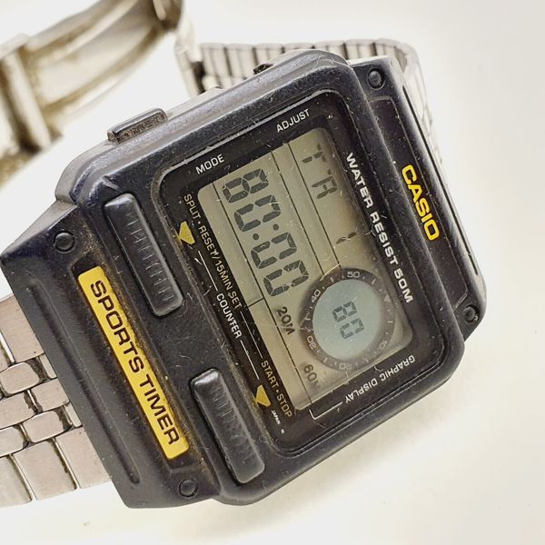 Vintage Casio Sports Timer digital watch S 52 W Made in Japan 1980's as ...