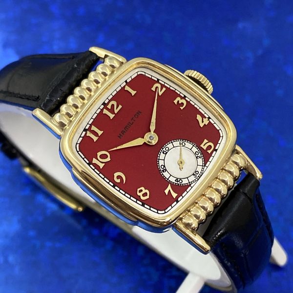 Vintage 1937 Mans HAMILTON ROLAND Stunning Red Dial Fully Serviced ...