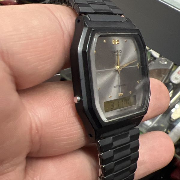 Casio 801A1-992 Quartz Water Resist Black Digital Day/Date Stretch Band ...