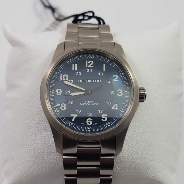 Hamilton Khaki Field SWISS Automatic Blue Dial Titanium Men's Watch ...
