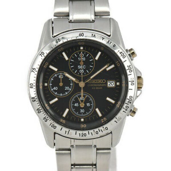 SEIKO Spirit SBTQ043 Chronograph Blue Dial Quartz Men's Watch A#97268 ...