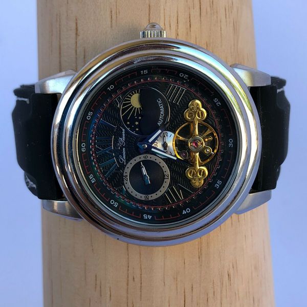 Lucien Piccard Moon Phase Automatic Men's Watch Skeleton Roman Numerals ...