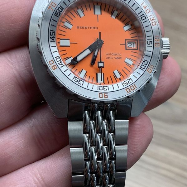 Seestern Sub300T Automatic Dive Watch Orange DOXA Homage | WatchCharts ...