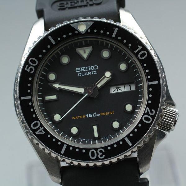 [Near MINT] SEIKO Diver 6458-6000 Black Dial Day Date 150m Quartz Men's ...