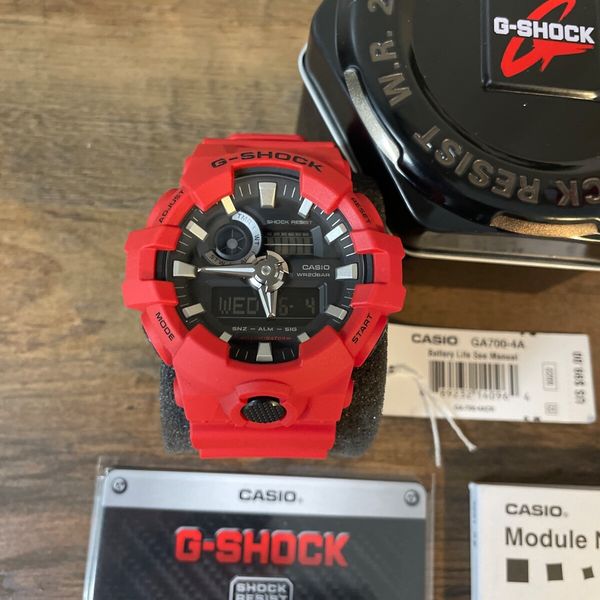 Casio G-Shock GA700-4A Red Wristwatch for Men with Black Dial ...