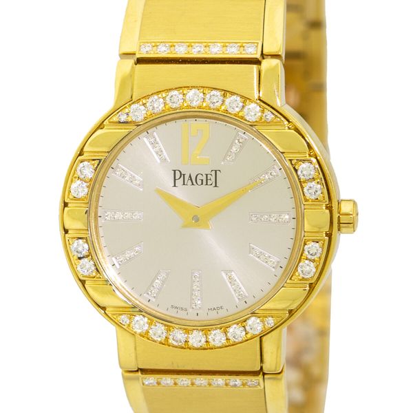 PIAGET 18K Yellow Gold Round 28mm Diamond Polo P10141 Box Lifetime ...
