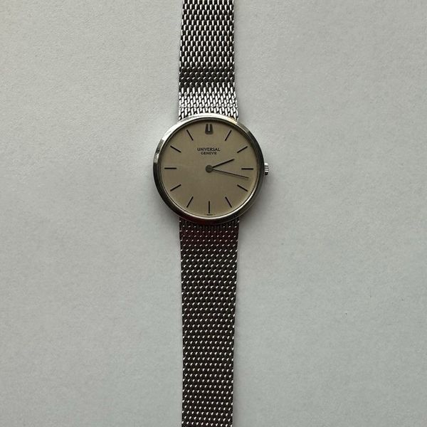 Universal Geneve Ultraslim Manual Wind Dress Watch With Integrated Mesh ...