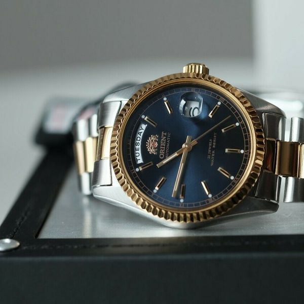 Orient Oyster President Day Date 36mm Two Tone - Blue Dial - NOS ...