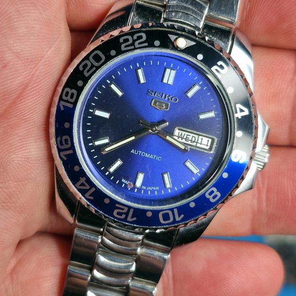 Stunning SEIKO SPORTS 5 DIVERS Automatic 6309 Blue Dial, Blue & Black ...