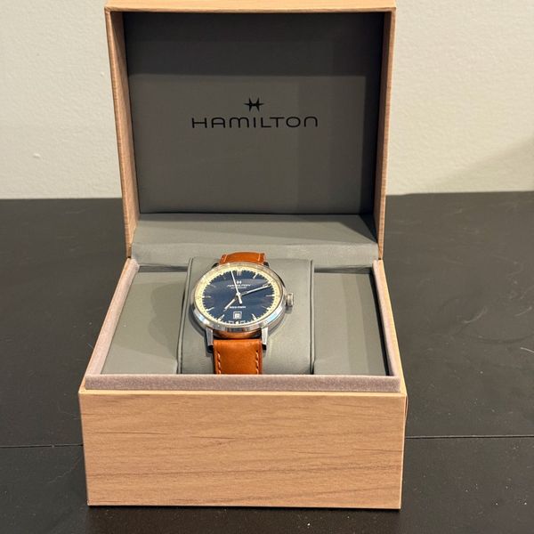 HAMILTON American Classic Automatic Blue Dial Men's Watch H38425540 ...