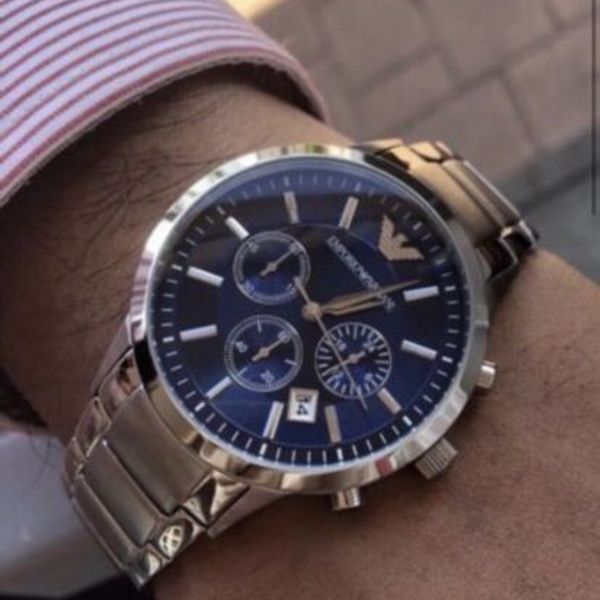 Emporio Armani AR2448 Blue Dial Chronograph Men´s Classic Watch Brand ...