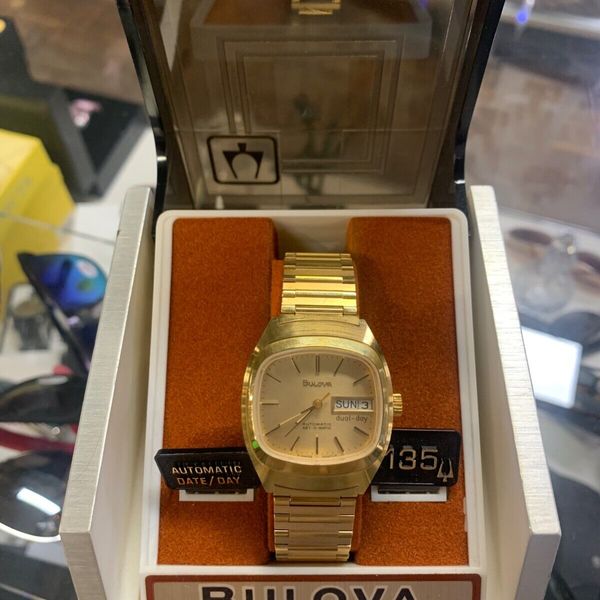 Bulova Set-O-Matic Dual Day 17 Jewels TV Dial Automatic Watch Gold Tone ...