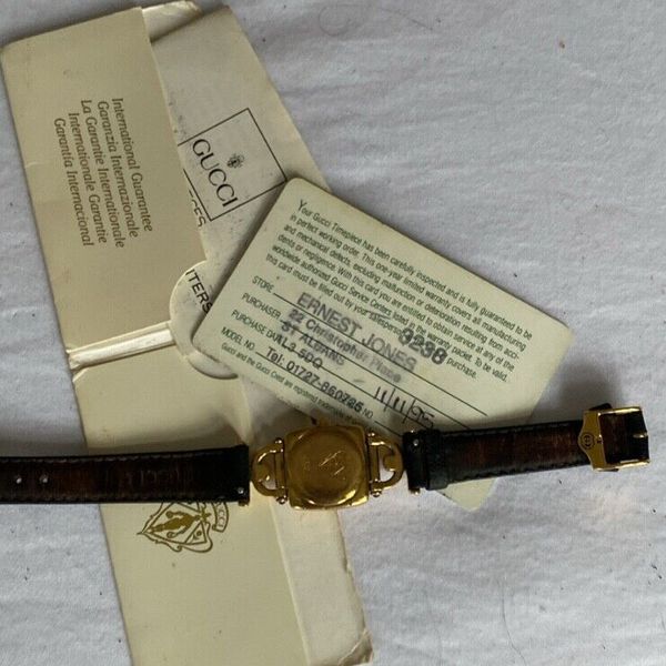 Vintage Gucci Ladies 2000L Watch Gold Black With Original Box WORKING ...