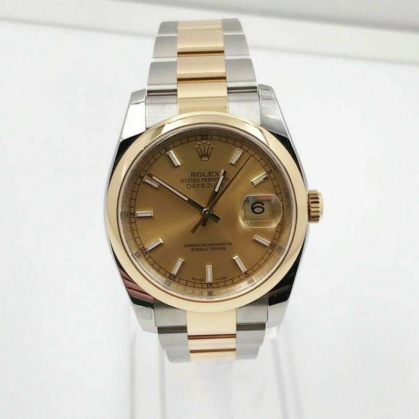 BRAND NEW Rolex Datejust 116203 18K Yellow Gold Stainless Steel Box Paper | WatchCharts