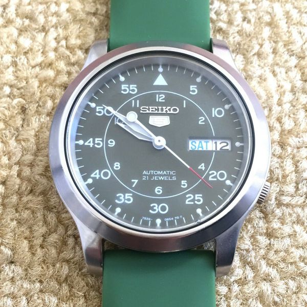 SEIKO 5 Automatic SNK805 Military Men's Polished Watch Green Band ...