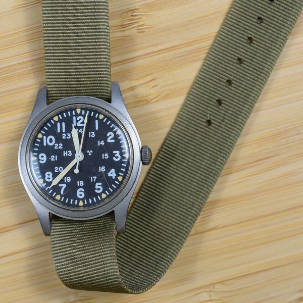 Vintage Hamilton H3 MIL-W-46374B Field Watch Manual Wind Watch TRITIUM ...