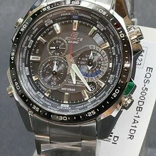 EQS-500DB-1A1 Black Casio Men Watches Edifice Perpetual Calendar Solar ...