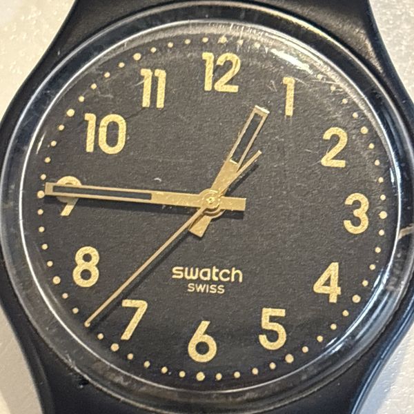Swatch GOLDEN TAC All Black Swiss Quartz Watch - GB274 - New Battery ...