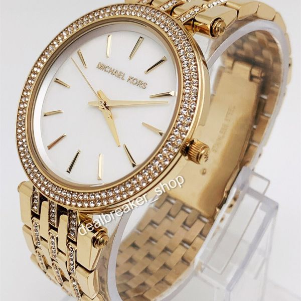 MICHAEL KORS MK3219 Darci Mother of Pearl Dial Gold Tone Crystal Ladies ...
