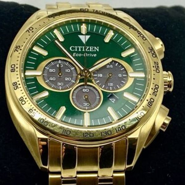 Citizen Men's Watch CA4542-59X Eco Drive Carson Chronograph Gold Green ...
