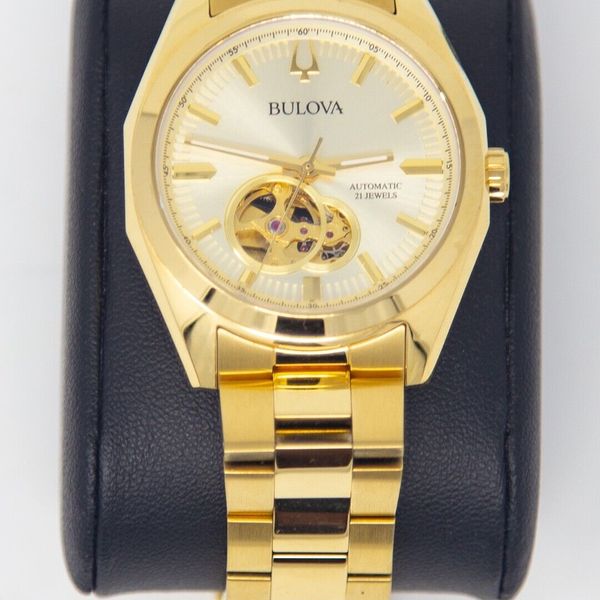 Bulova Surveyor Mens Gold Tone Stainless Champagne Dial Automatic Watch ...