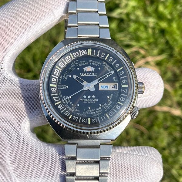 Vintage Orient World Diver GMT Automatic Rotating Bezel Japan Watch ...