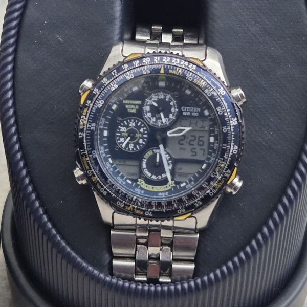 CITIZEN WORLD TIME CHRONO NAVIHAWK ANADIGI JAPAN MENS C300 ...