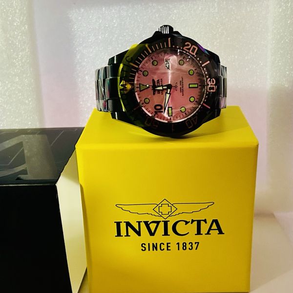 INVICTA 47MM MENS MIAMI EDITION AUTOMATIC WATCH PINK DIAL ,BLACK S ...