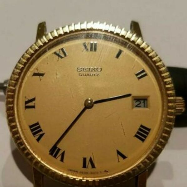Vintage Mens SEIKO Quartz Date 2639-8009 Ultra Thin Gold Watch ...