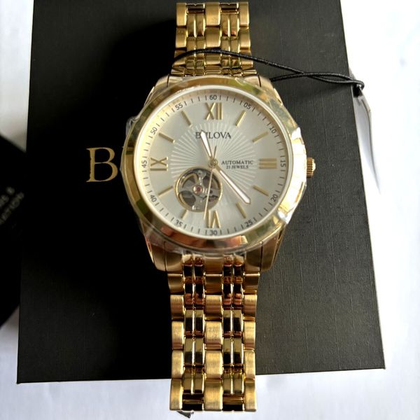 BULOVA Men's Automatic Stainless Steel Bracelet Watch, 42mm GOLD 97A130 ...
