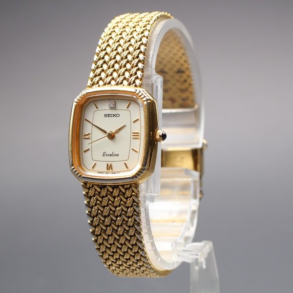 Vintage 1980 [Near MINT] SEIKO Exceline 7321-6600 Gold Diamond Qz ...