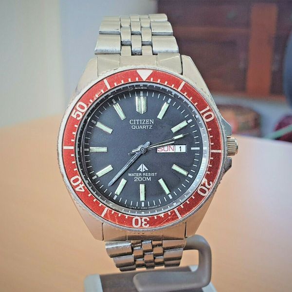 Vintage Citizen SS Promaster red bezel dive watch cal 5502 | WatchCharts