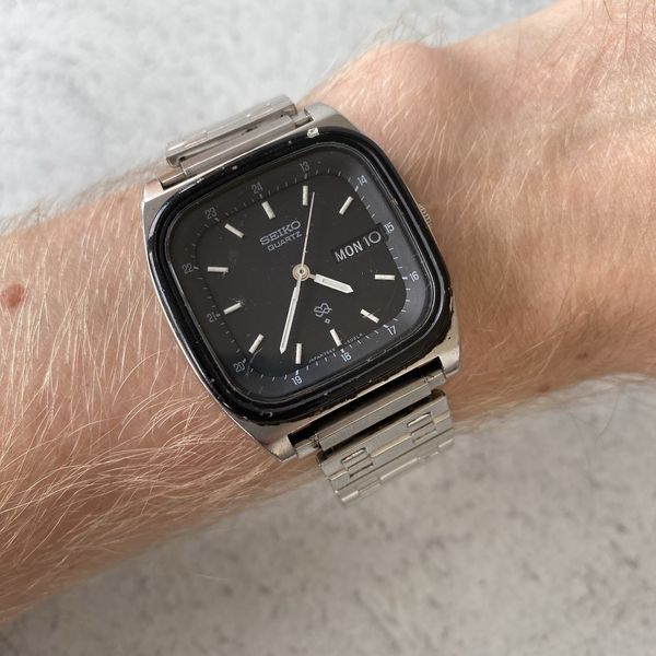 Vintage Seiko SQ TV Case 7546-5090 Quartz Black Dial Quickset Day/Date ...