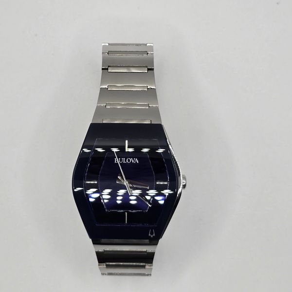 Bulova 96A258 Gemini Blue Dial Tonneau-Shaped Men's Stainless Steel ...