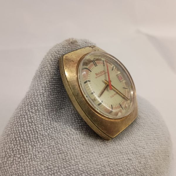 Bulova N1 Gold Plate Bezel Oceanographer 333 Feet Wind Up Watch NEEDS ...
