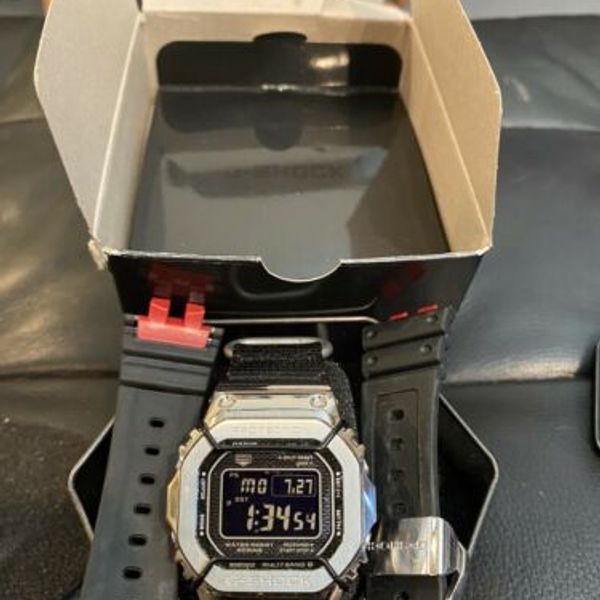 CASIO G-SHOCK FULL METAL STAINLESS RUBBER GMWB5000-1CR With NATO Strap ...