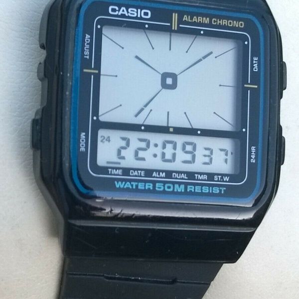Casio AE-11W Mens Vintage LCD Digital hands Digi Ana Dual display Alarm ...