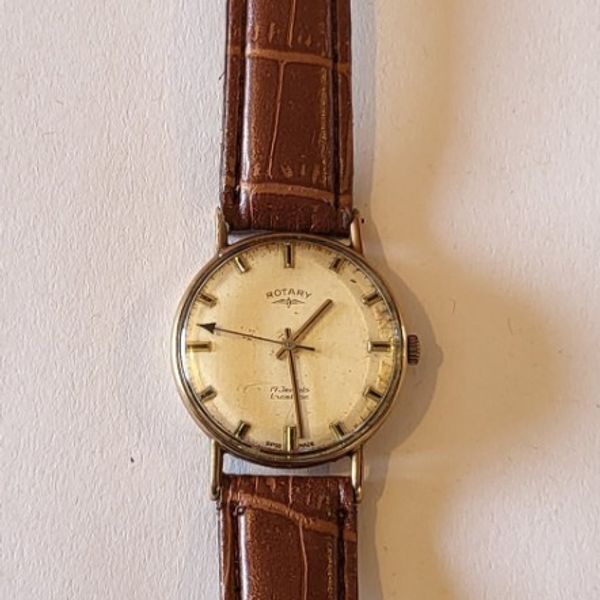Working vintage 31mm Rotary Swiss incabloc 9ct gold case 17 jewel wind ...