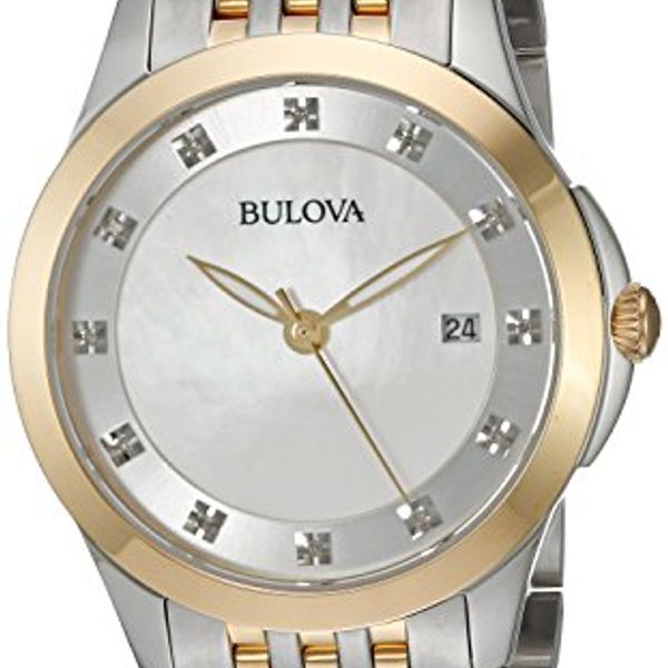 Bulova Women's Quartz Stainless Steel Dress Watch, Color: Two Tone (Model: 98P161) (overseas ...