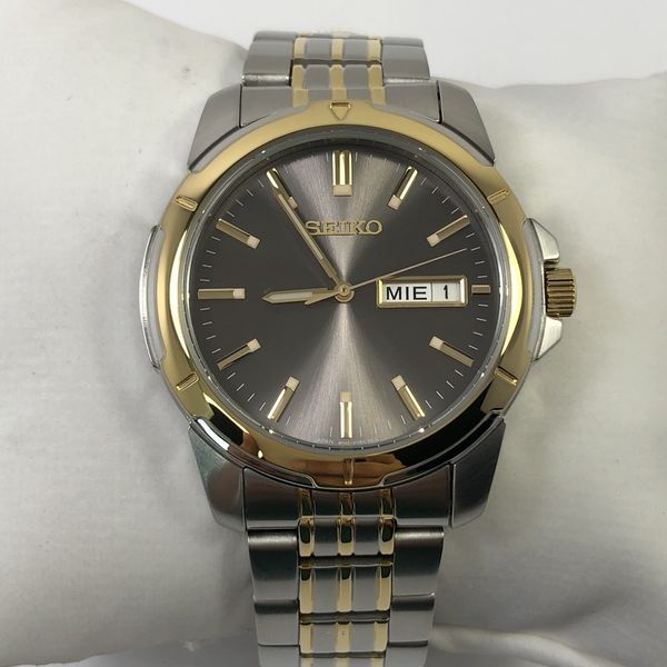 Seiko Essentials Quartz Gray Dial Two Tone Stainless Steel Men's Watch ...