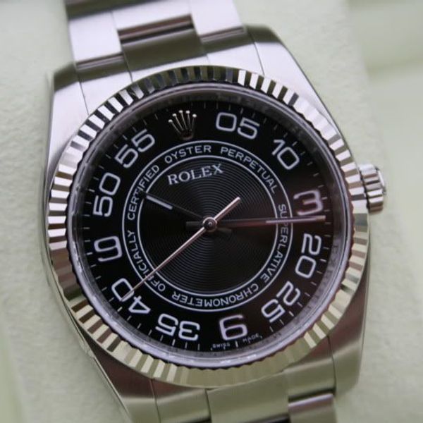 SOLD: New Rolex Oyster Perpetual 116034 Black Arabic Concentric Dial ...