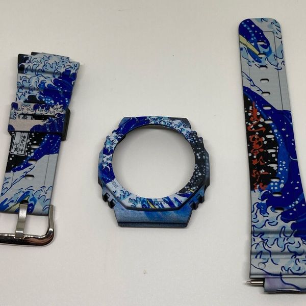 Casio G-Shock GA2100 Rubber Mod Modification Kit - Kanagawa Blue Wave ...