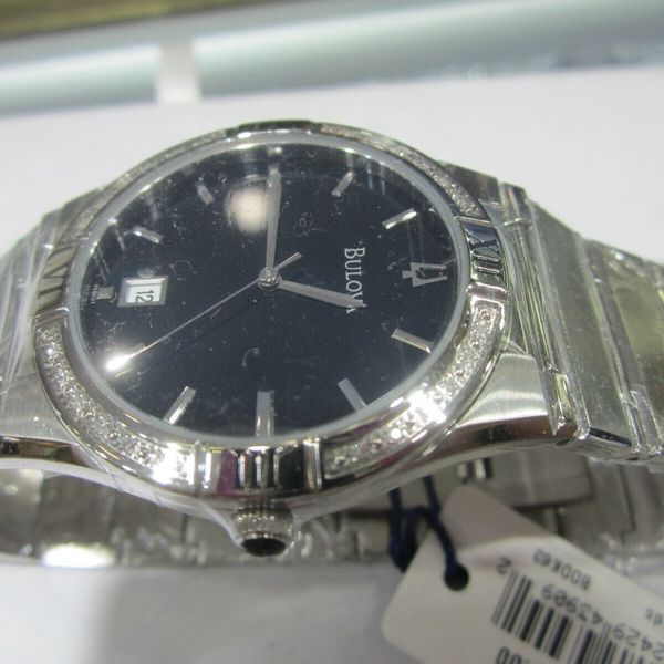 BULOVA MEN'S WATCH QUARTZ ALL S/S REAL DIAMOND JAPAN 96E101 NEW ...