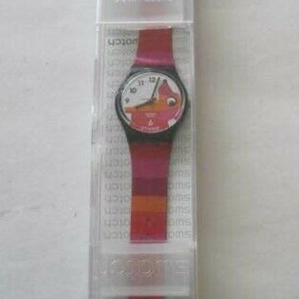 Swatch Watch in Case! Dog Face Dachshund Extralong Wristwatch Colorful ...
