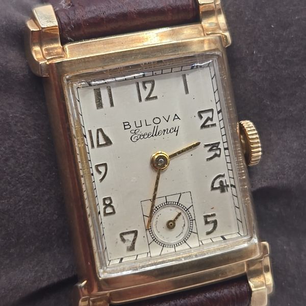Vintage 1950s Bulova Menâ s Excellency Wristwatch 10k Gold Filled 17J ...