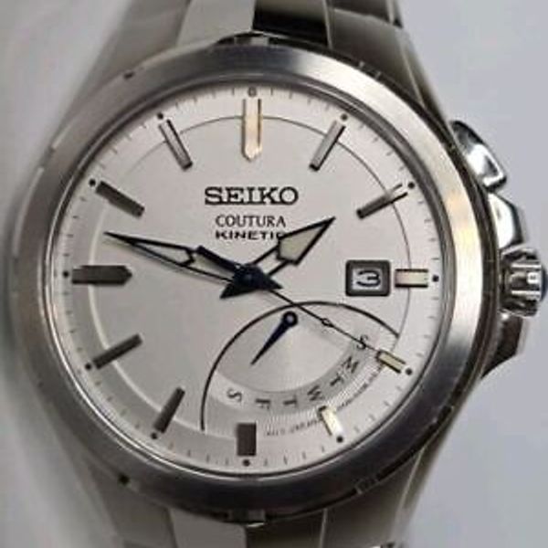 Seiko Coutura Kinetic Men's Wrist Watch Silver Dial SRN063 43mm ...