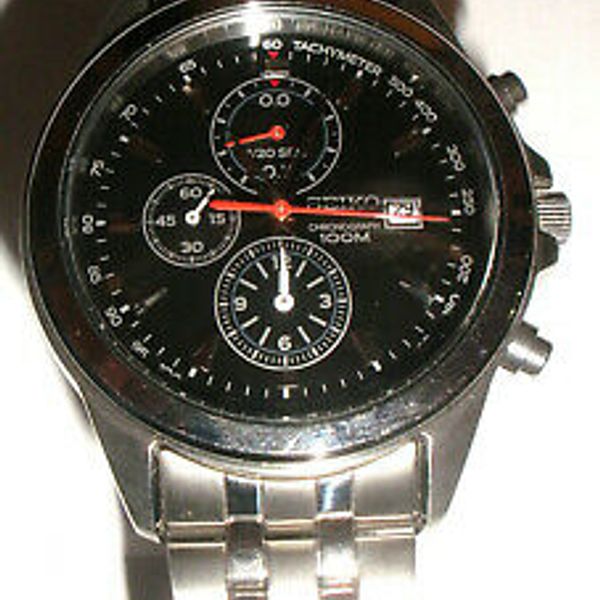 Seiko Chronograph Tachymeter 100m 7T92-OPPO STAINLESS STEEL MEN`S WATCH ...