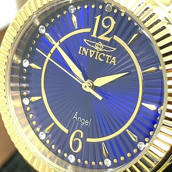 Invicta Womens Watch 28281 Angel Blue Dial Gold Tone Stainless Steel ...