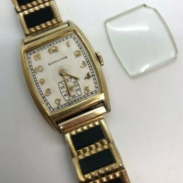 Vintage Hamilton 14K Gold Filled 17 Jewels Antique Rectangle Wrist ...